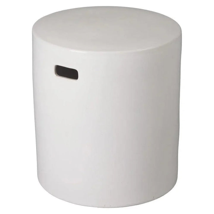 18 in. Round White Ceramic Outdoor Garden Stool - LOOMLAN