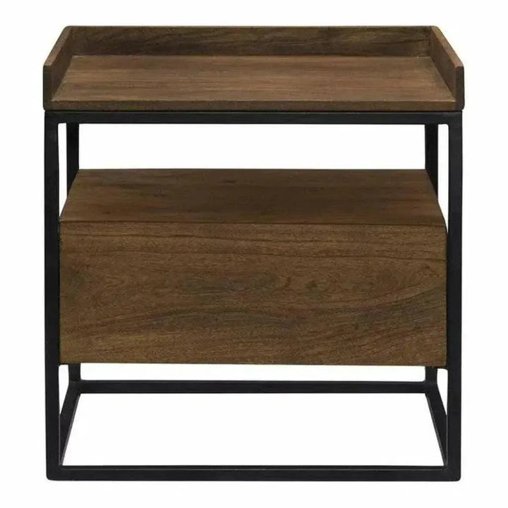 23 Inch Side Table Brown Industrial - LOOMLAN