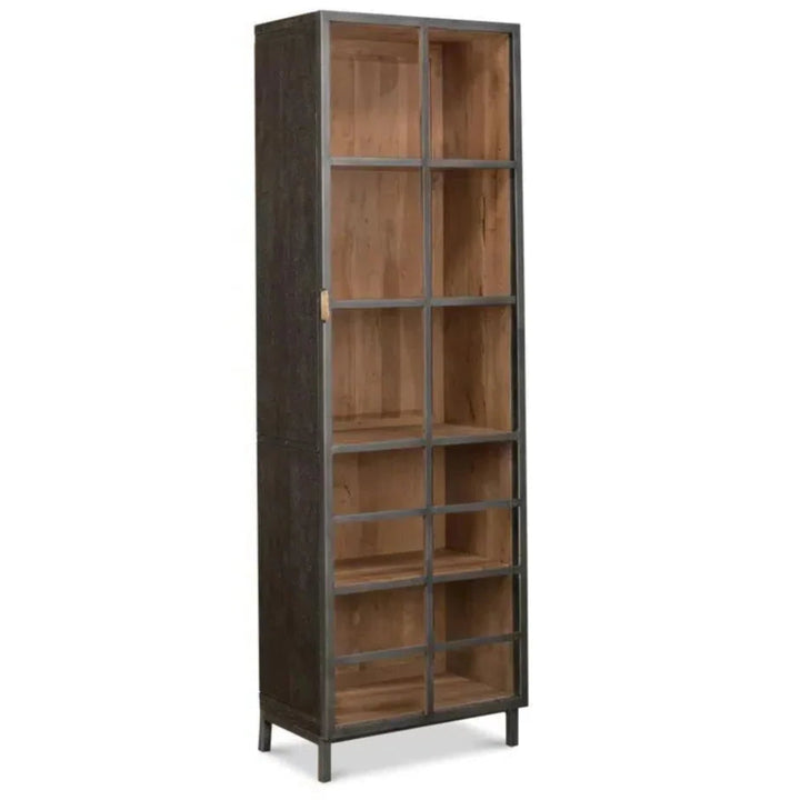 A Gem Of A Handle Display Cabinet Glass Doors Left Grey - LOOMLAN