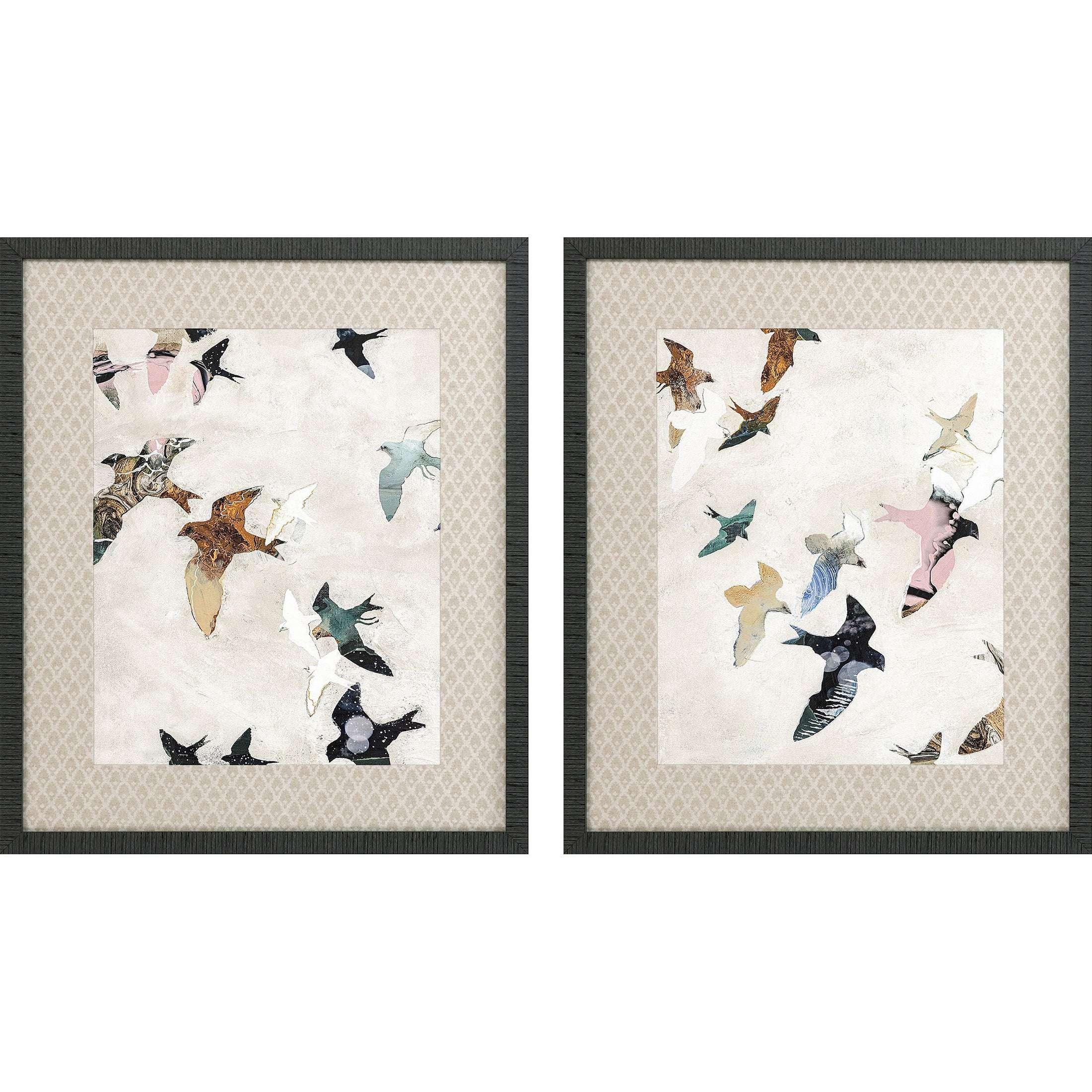 Get Abstract Birds S/2 Wall Art Set With Glass Front – LOOMLAN