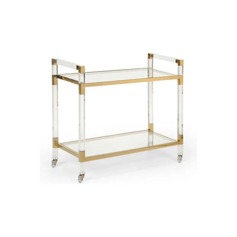 Acrylic Brass Frame Bar Cart - LOOMLAN
