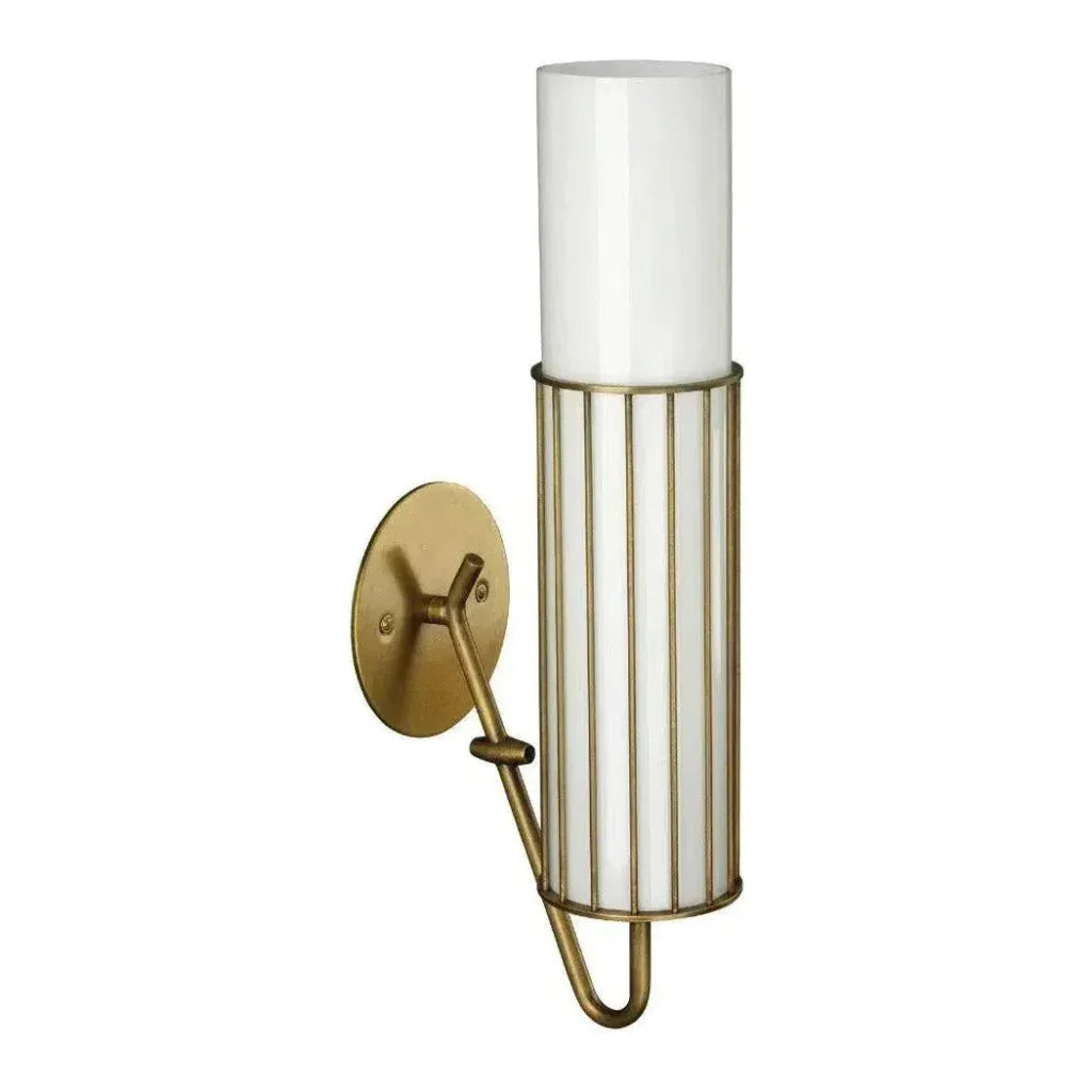 Antique Brass White Glass Torino Wall Sconce - LOOMLAN
