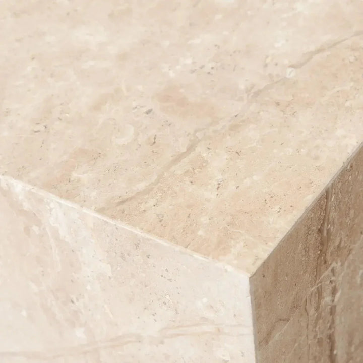 Ark Genuine Beige Marble Rectangular Cocktail Table - LOOMLAN