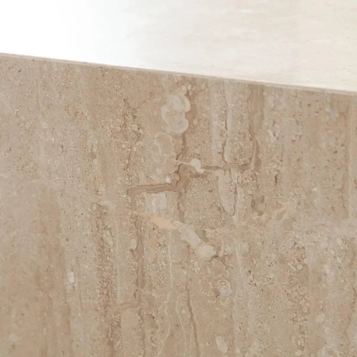 Ark Genuine Beige Marble Rectangular Cocktail Table - LOOMLAN
