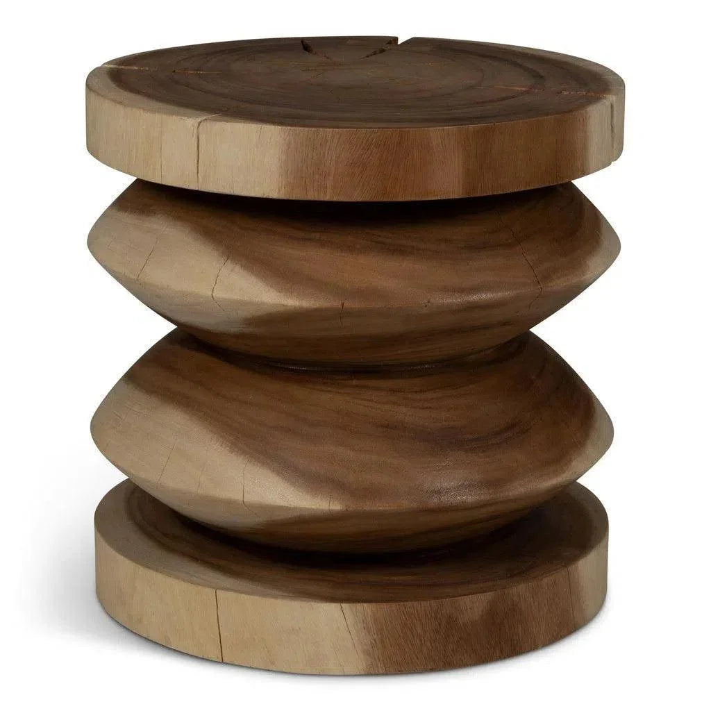 Asnee Natural Solid Chamcha Wooden Side Table - LOOMLAN