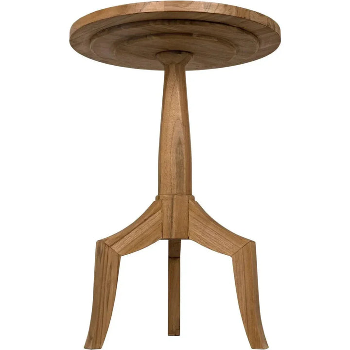 Atomic Natural Teak Wood Round Side Table - LOOMLAN