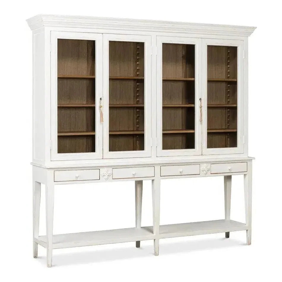 Beacon Hill Display Case White Slim Cabinet Glass Doors - LOOMLAN