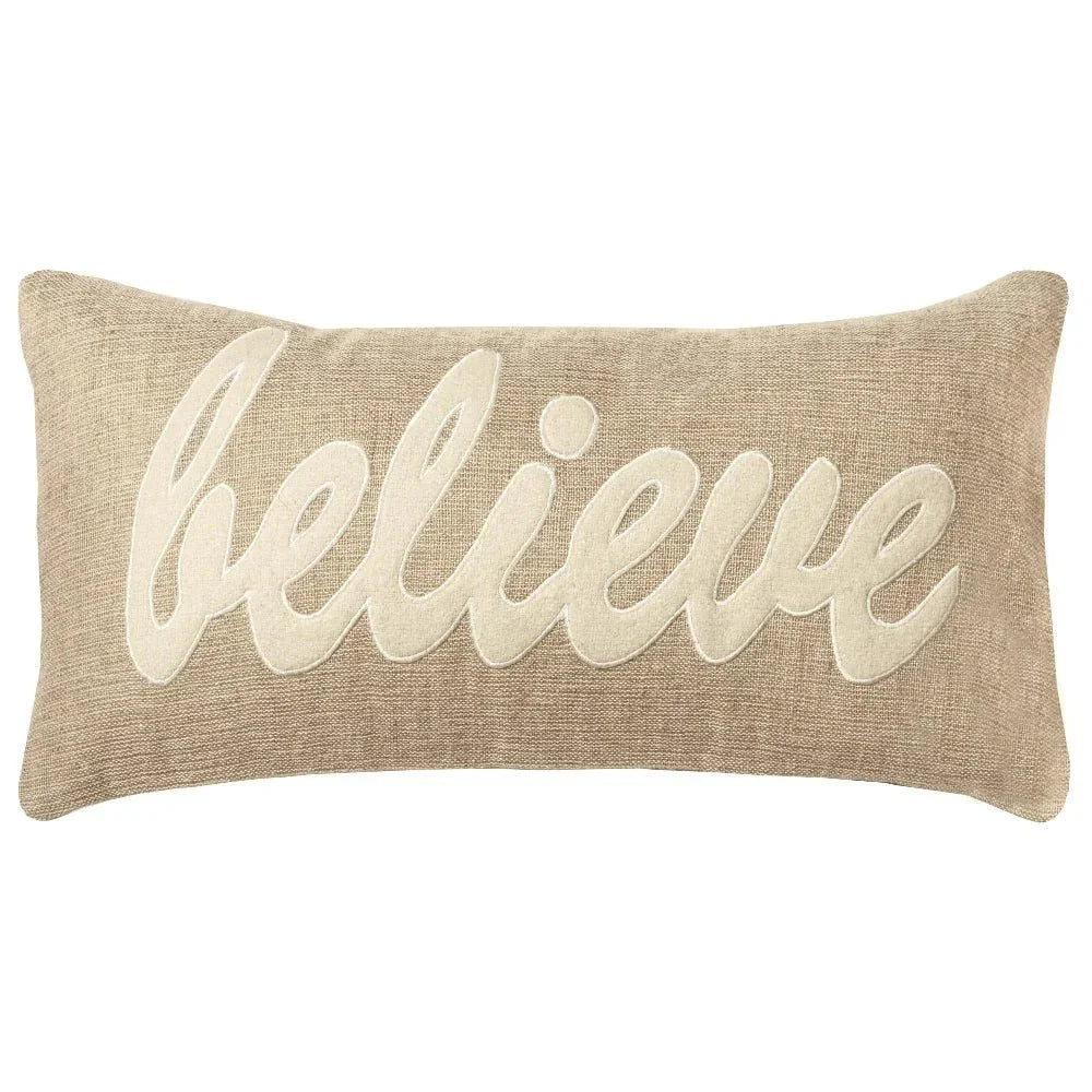 Beige & Brown Ronny Word Lumbar Pillow Insert - LOOMLAN
