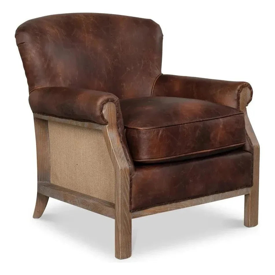 Brown Leather Club Chair | LOOMLAN