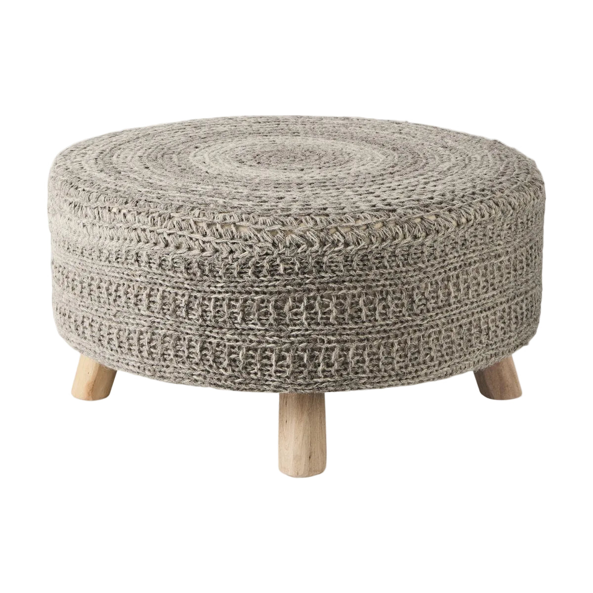 Get Bina Dark Gray Wool Stool With Solid Wood Legs – LOOMLAN