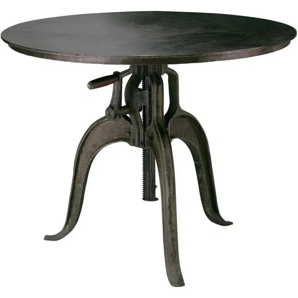 Black Iron Height Round Crank Table - LOOMLAN