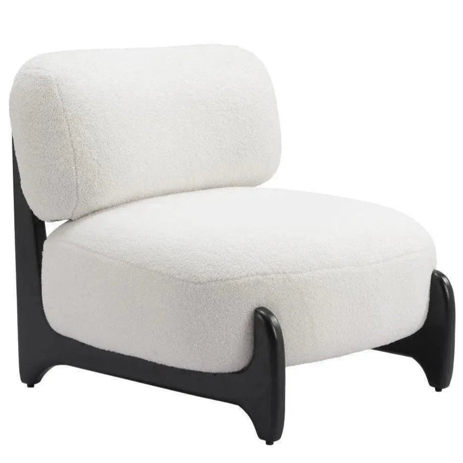 Bombo Wood White Armless Accent Chair - LOOMLAN
