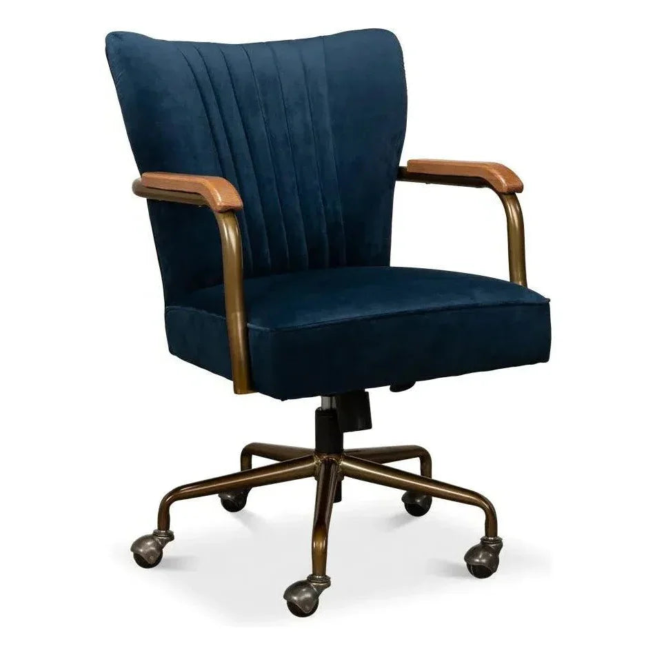 Brooks Home Office Swivel Chair Blue Velvet - LOOMLAN