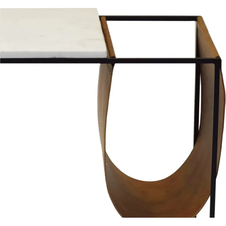 Cave White Marble and Iron Magazine Rack - LOOMLAN