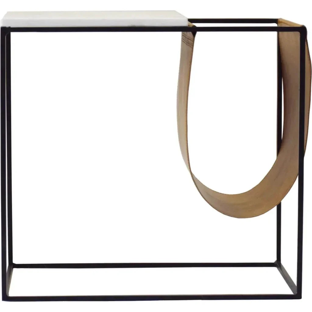 Cave White Marble and Iron Magazine Rack - LOOMLAN