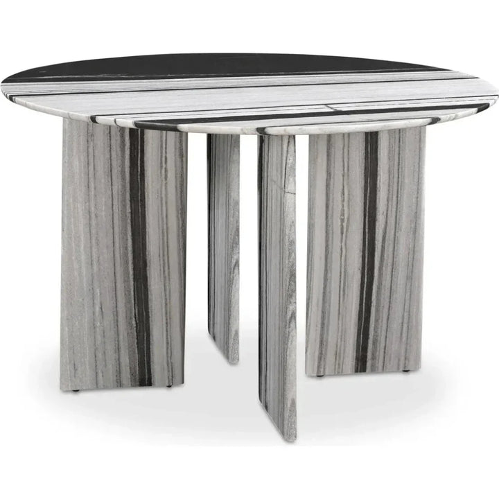 Celia Grey Marble & Wood Round Dining Table - LOOMLAN