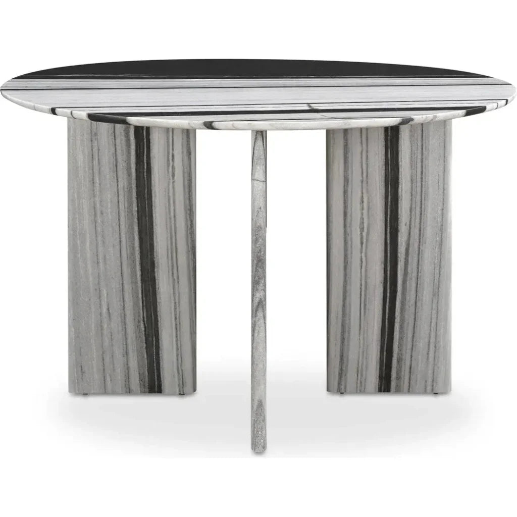 Celia Grey Marble & Wood Round Dining Table - LOOMLAN