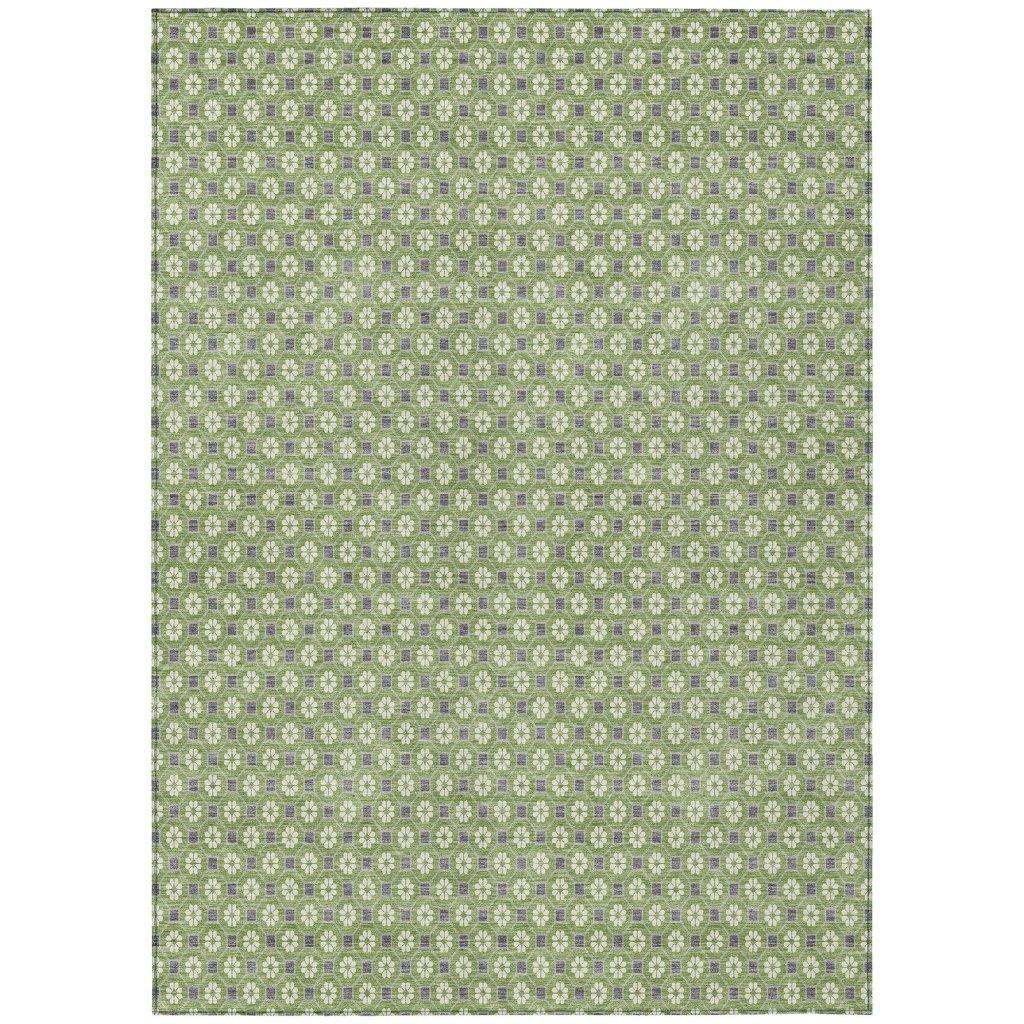 Chantelle Green Washable Indoor-Outdoor Rug - LOOMLAN