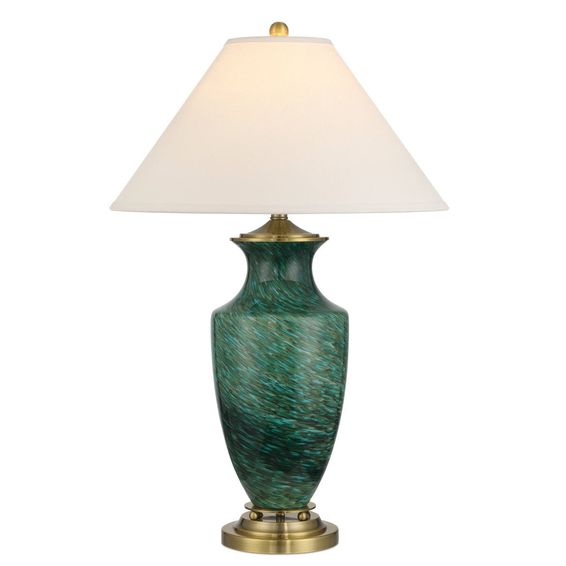 Get Claude Green Table Lamp With Antique Brass Finish – LOOMLAN