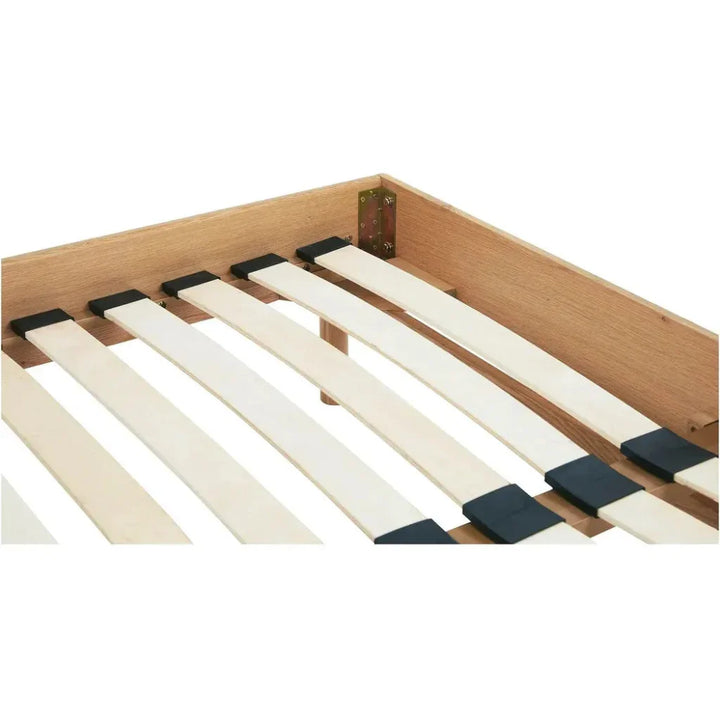 Colby Leather and Wood Camel Bed - LOOMLAN