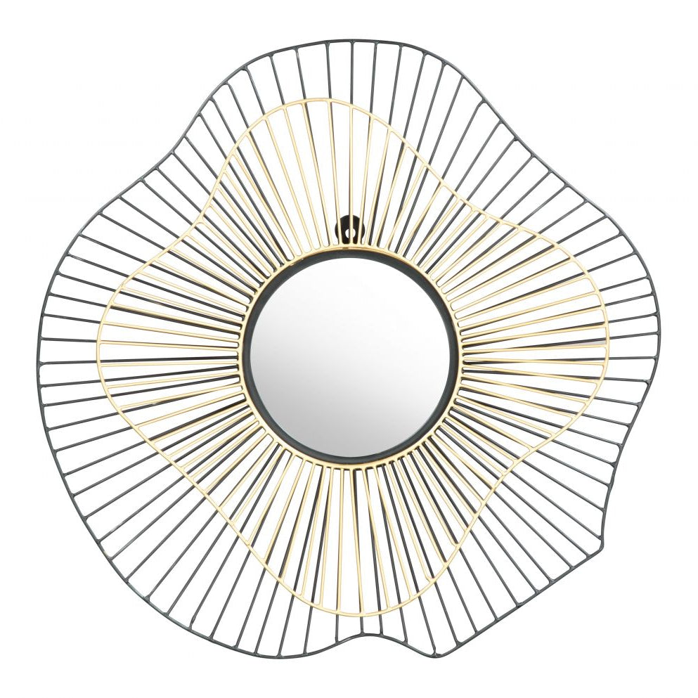 Get Enhance Your Space With Comet Round Mirror Black & Gold – LOOMLAN
