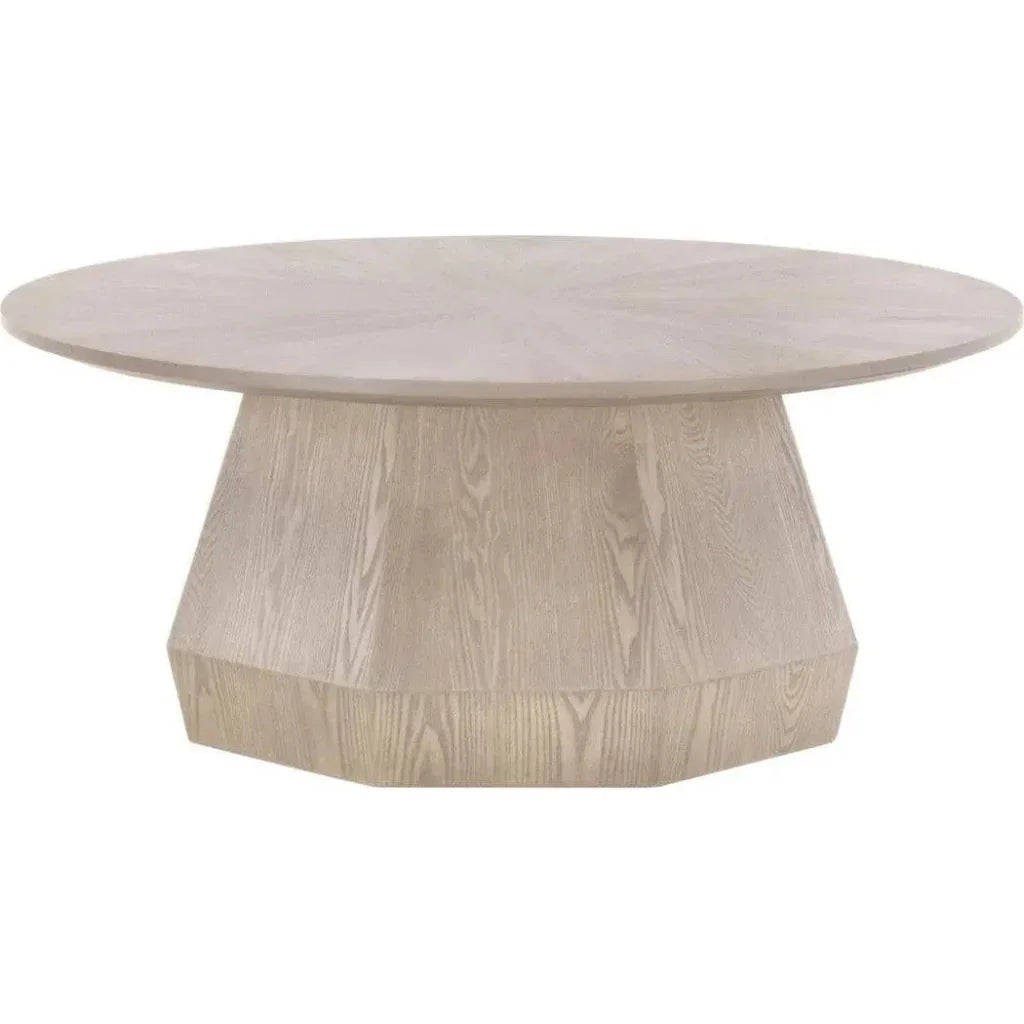 Coulter Wood Brown Round Coffee Table - LOOMLAN
