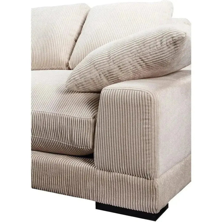 Cream Corduroy Reversible Sectional Chaise - LOOMLAN