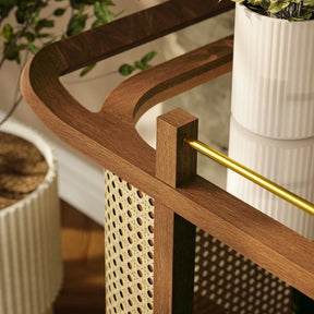 Dinda Wooden Cane Bar Cart - LOOMLAN