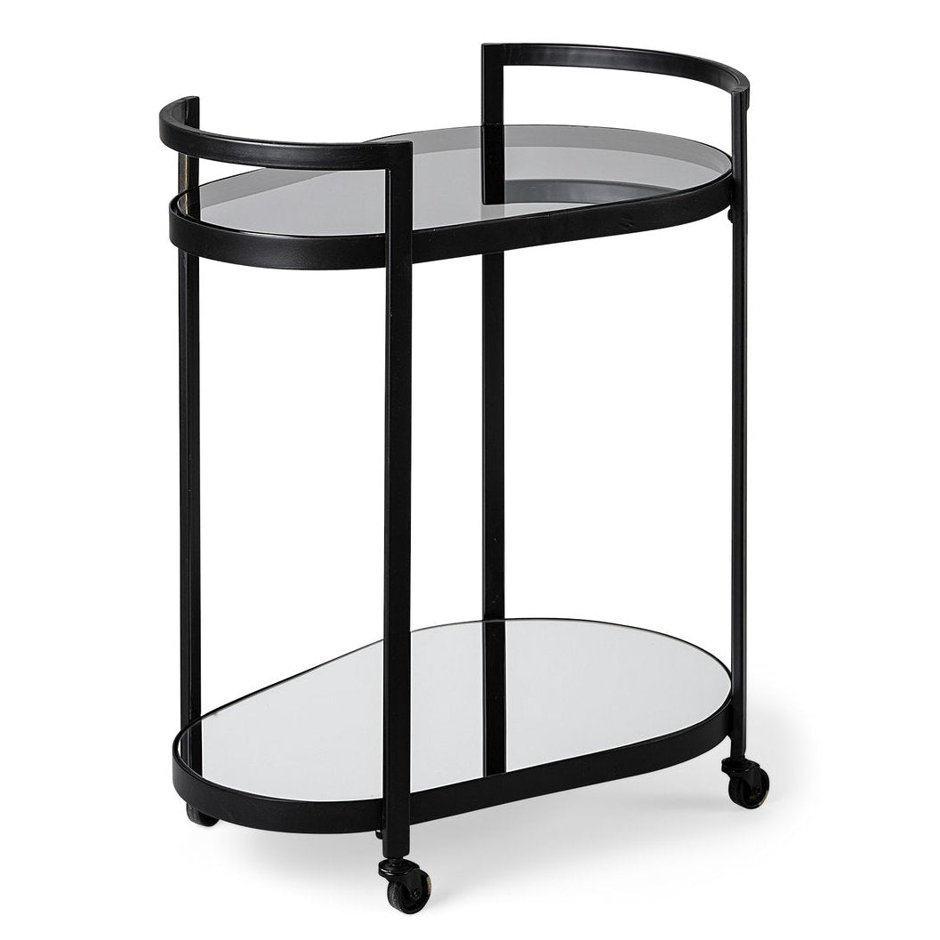 Get Eleonore Black Metal Frame Bar Cart With Glass Shelves – LOOMLAN