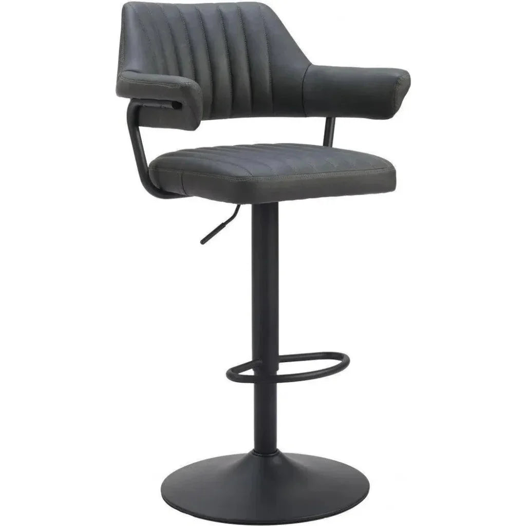 Erret Wood and Steel Grey Barstool - LOOMLAN