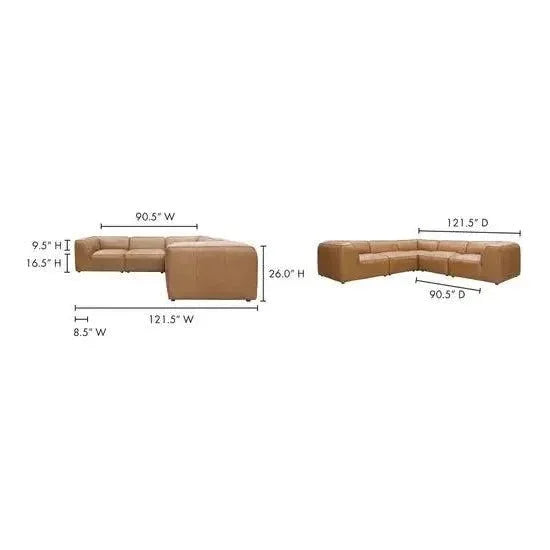 Form Tan Modular 5PC Convertible Sectional - LOOMLAN