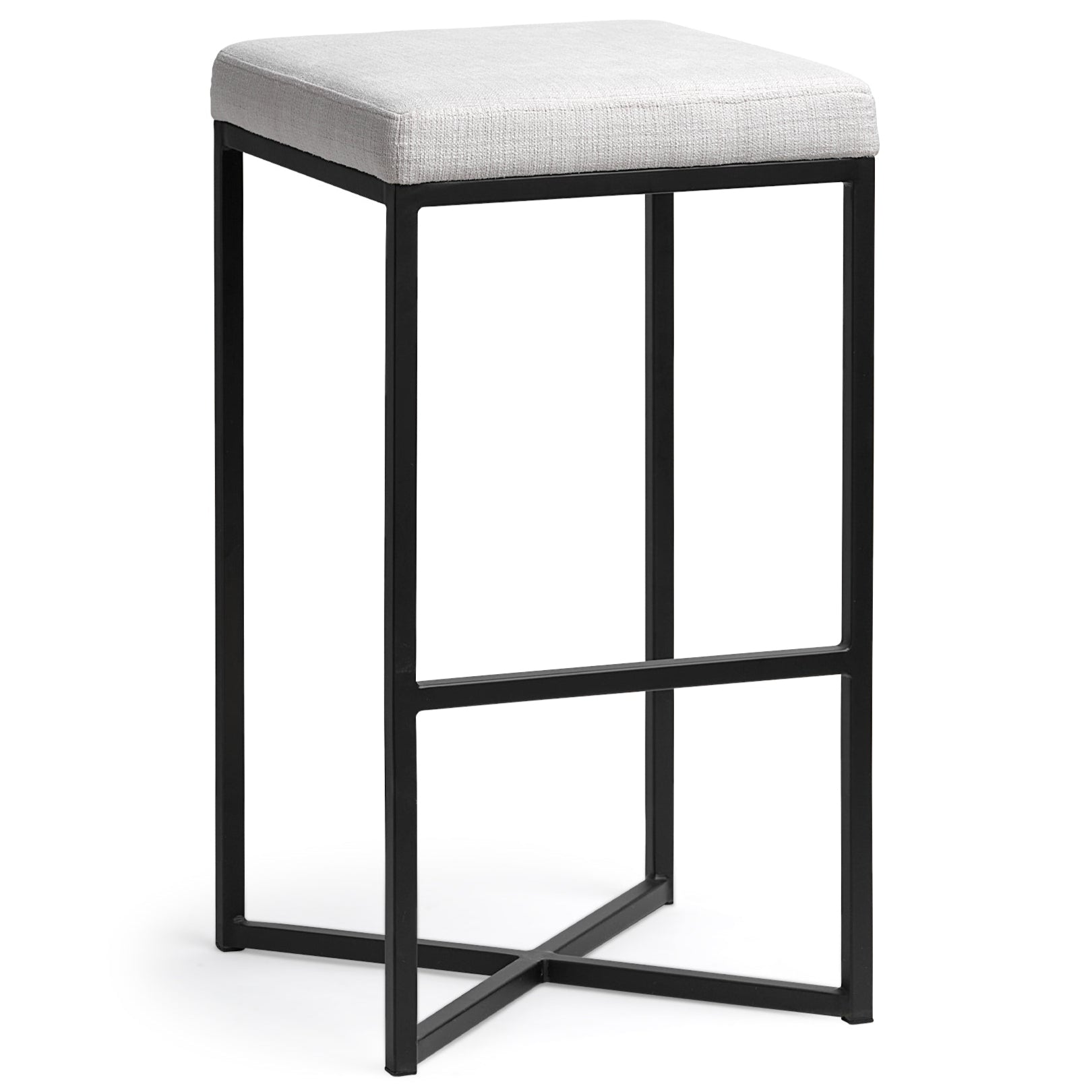 Get Frodo White Fabric Bar Stool With Sturdy Iron Frame – LOOMLAN