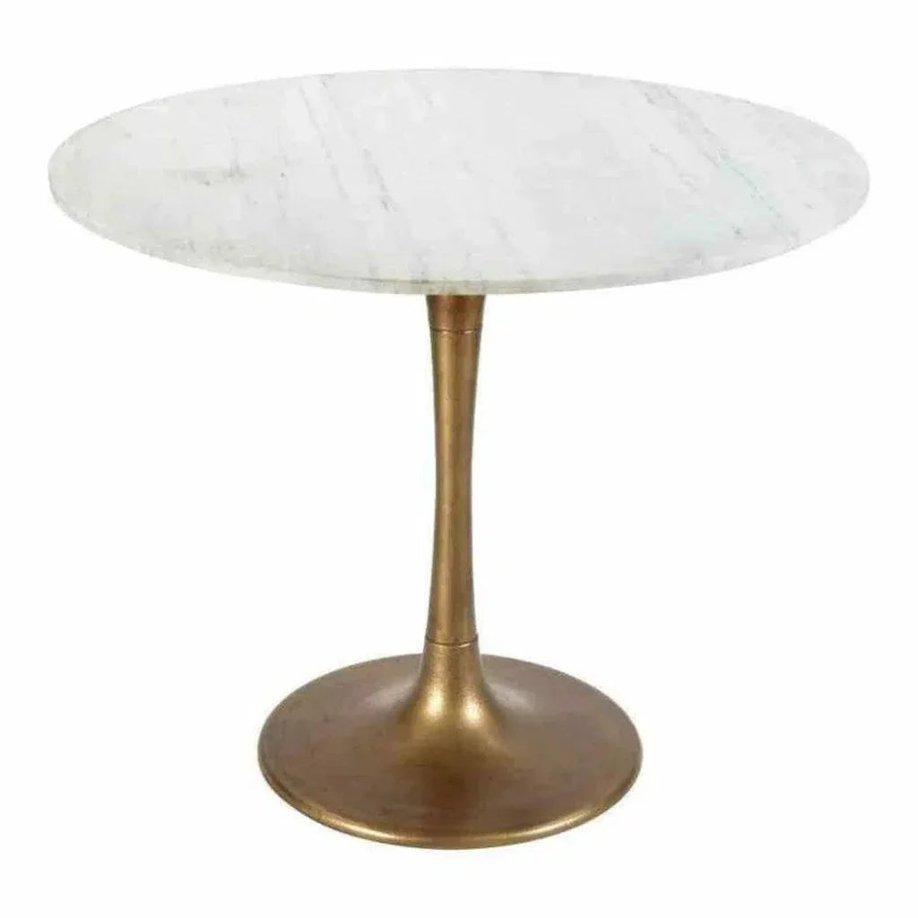 Fullerton Dining Table White & Gold - LOOMLAN