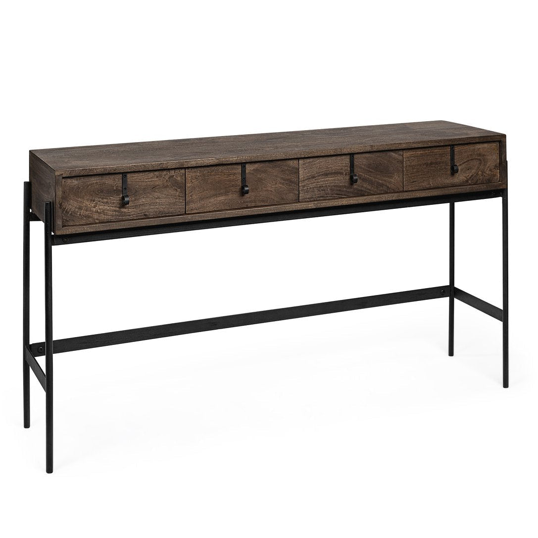 Get Glenn III Console Table With Solid Wood And Iron Frame – LOOMLAN