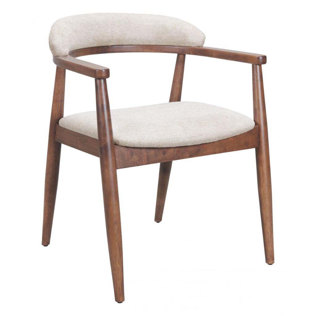 Get Goka Dining Chair Beige & Walnut Modern Design – LOOMLAN