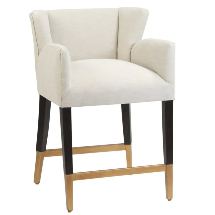 Grace White Fabric Counter Stool - LOOMLAN