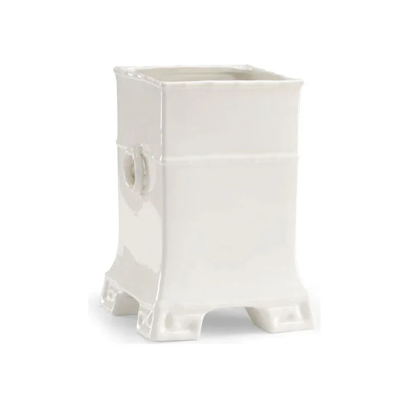 Greek Key Square Porcelain Vase - LOOMLAN