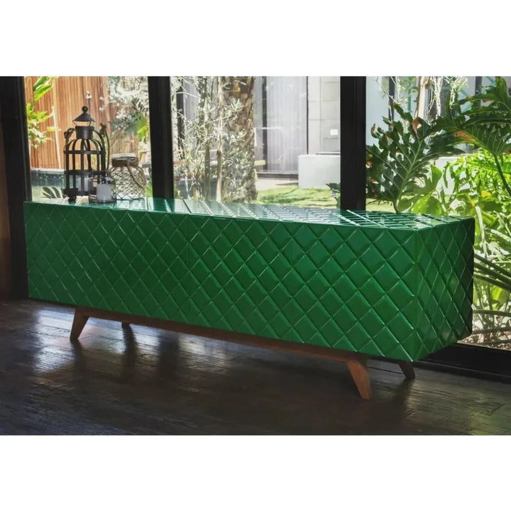 Green Diamond Wood Credenza or TV Stand - LOOMLAN