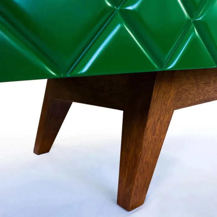 81-Inch Hand-Carved Green Wood Credenza | LOOMLAN