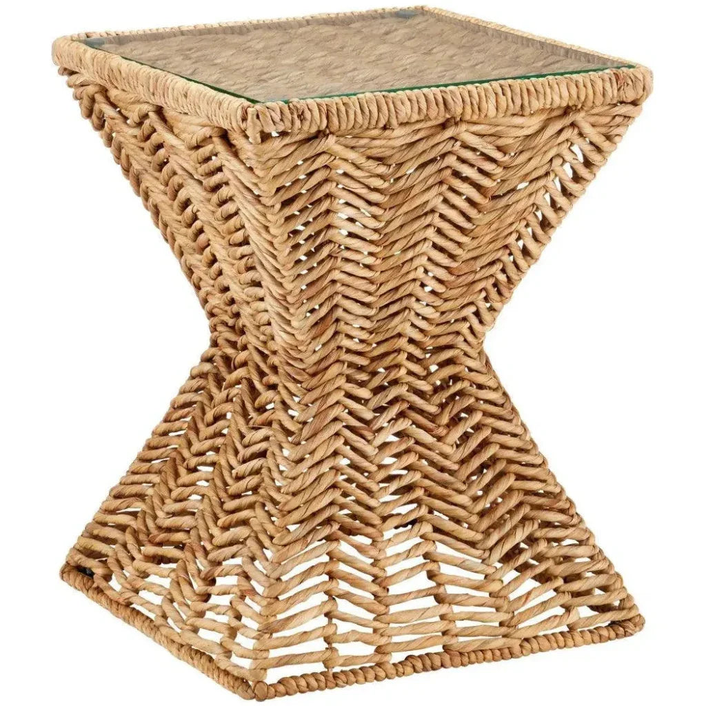 Hadi Glass & Iron Brown Square Accent Table - LOOMLAN