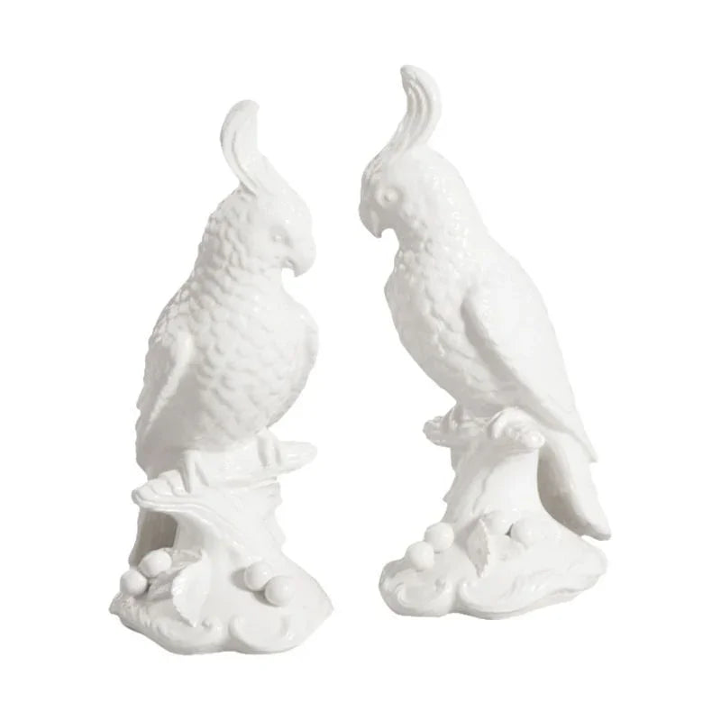 Hand Finished Ceramic Made Cockatoo Sculpture (Pr) – LOOMLAN