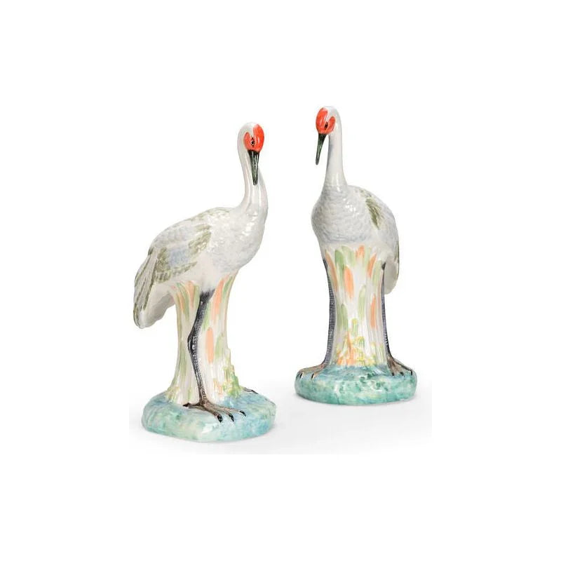 Hand Glazed Ceramic Made Chelsea Crane Sculpture (Pr) - LOOMLAN