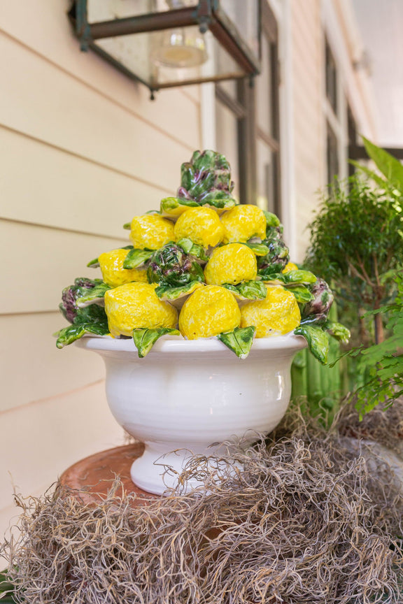 Get Lemon & Artichoke Topiary Painted Ceramic Delight – LOOMLAN