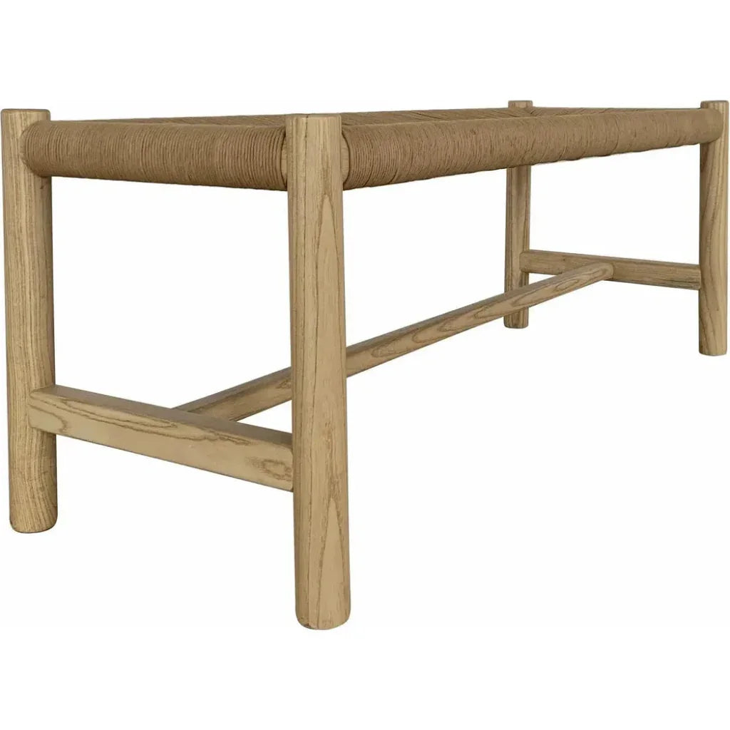 Hawthorn Natural Small Wood & Rope Seat Bench - LOOMLAN