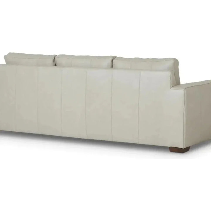 High Back Leather Sofa Light Gray Made the USA - LOOMLAN