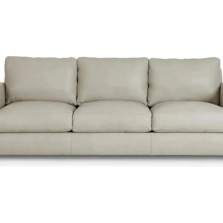 High Back Leather Sofa Light Gray Made the USA - LOOMLAN