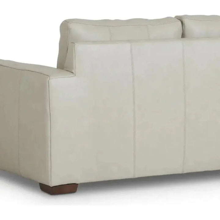 High Back Leather Sofa Light Gray Made the USA - LOOMLAN