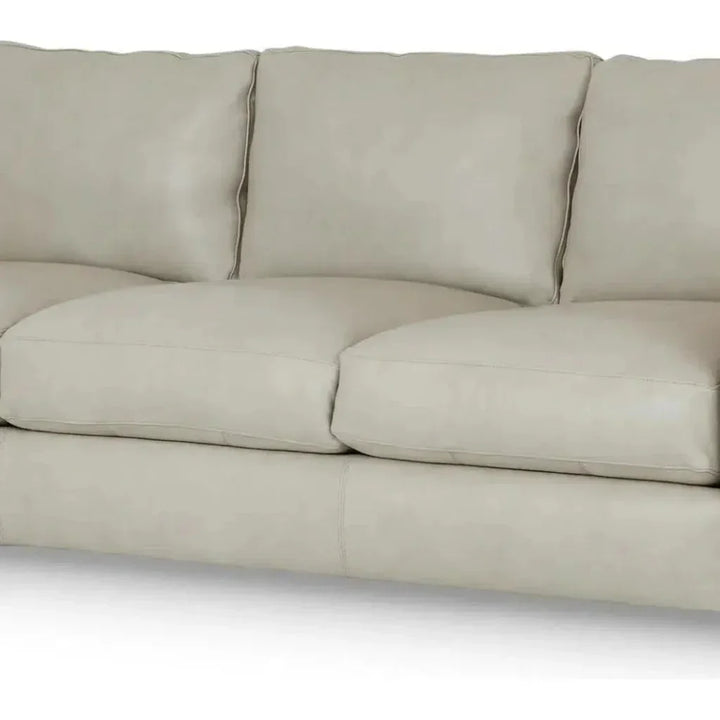 High Back Leather Sofa Light Gray Made the USA - LOOMLAN