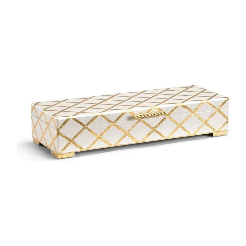 Hinged Lid Hand Decorated White Box - LOOMLAN
