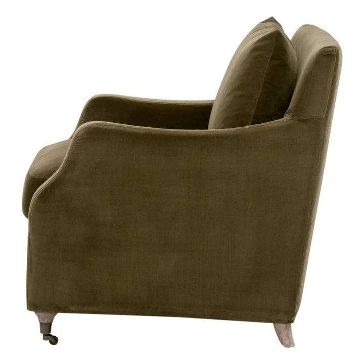 Jade Olive Velvet Slipcover Club Chair - LOOMLAN